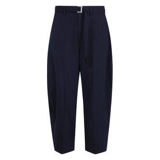 sacai Pantalon Tailleur en Laine avec Ceinture - Femme - Pantalons - Noir - Taille: 38 FR