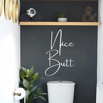 Generic Schwarzes Wandbild aus Metall mit sch&ouml;nem Po, lustiges rustikales Wandbild aus Metall f&uuml;r die Toilette im Landhausstil, Moderne Skulptur mit sch&ouml;nem P