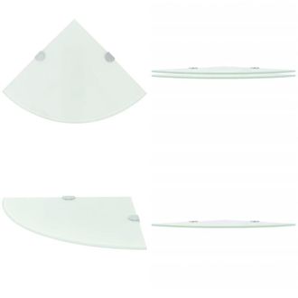 vidaXL Eckregale 2 Stk. mit verchromten Halterungen Glas Wei&szlig; 35x35 cm - Wandregal - Eckregal - Glasregal - Wohnwandregal - K&uuml;chenregal - Home & Living