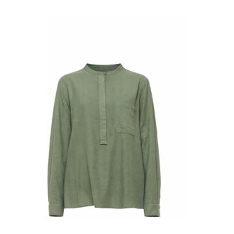 Pomandere Seiden-Baumwoll-Popeline-Hemd - - Blouses & Shirts - Damen - Gr&uuml;n - L