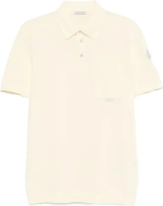 Moncler Femme, Tops, Jaune, Taille: 40 FR Polo en piqu&eacute; avec logo en cuir