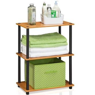 Furinno Turn Présentoir à Étagères Polyvalentes à 3 Niveaux, Cerisier Clair/Noir