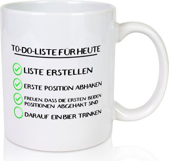 Generic To Do liste | H&auml;kchen | Bier trinken | Humor | B&uuml;ro | Job - Tasse Weiss - Kaffeetasse/Geschenk/Familie