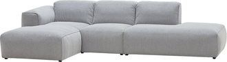 Studio Copenhagen home24 Ecksofa mit Chaiselongue Grau/Hellgrau Webstoff Saia 290 x 71 x 173cm Longchair davorstehend links Modern