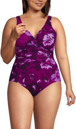 Lands End Shape-Badeanzug mit Soft Cups Gemustert SLENDER, Damen, Größe:48 plus, Lila, Nylon-Mischung, by Lands End