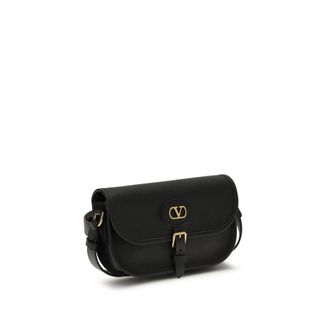 Valentino Garavani Mens Black Calf Leather Bos Taurus Shoulder Bag