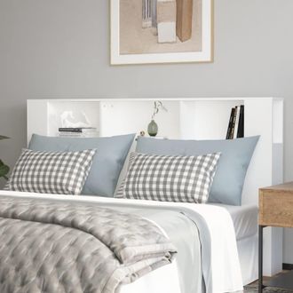 Festnight Bett-Kopfteil mit Ablagen und Aufbewahrung - Weiß Holz Bücherregal-Kopfteil 180 x 18,5 x 104,5 cm