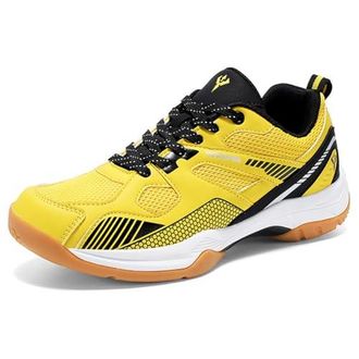 Generic Eestfy Chaussures de Badminton Homme & Femme, Mesh L&eacute;ger, Semelle MD Amortissante et Structure Anti-Torsion pour Terrain Int&eacute;rieur,Jaune,40 EU