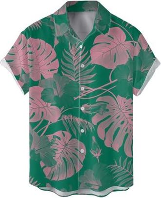 Generic Chemise hawa&iuml;enne d&eacute;contract&eacute;e pour homme boutonn&eacute;e dr&ocirc;le de croisi&egrave;re hawa&iuml;enne palmier chemise &agrave; manches courtes floral cara&iuml;bes tropical tendance &eacute;