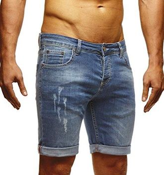 LEIF NELSON Pour des hommes Jeans Shorts LN1397; W33; bleu
