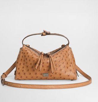 Dolce & Gabbana Vittoria Ostrich Leather Bag - Mann Schultertasche Beige Onesize