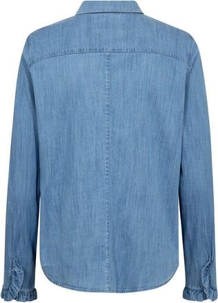 Mos Mosh Langarmbluse MOS MOSH Bluse MATTIE FLIP mit Baumwolle - Mid Blue