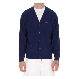 Kenzo Homme, Pulls, Bleu, Taille: S Cardigan en laine fine Boke Flower