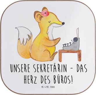 Mr. & Mrs. Panda gl&auml;seruntersetzer Sekret&auml;rin Herz - Geschenk, besondere Momente, Tischuntersetzer, Aufmerksamkeit, Untersetzer f&uuml;r Gl&auml;ser, Holzuntersetzer, Bedanken, 