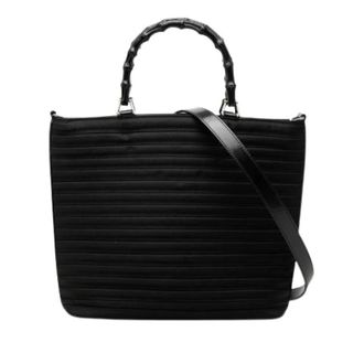Gucci Pre-owned Bamboo Nylon Leather 2way Tote Bag - - Pre-owned - Damen - Schwarzk - ONE SIZE