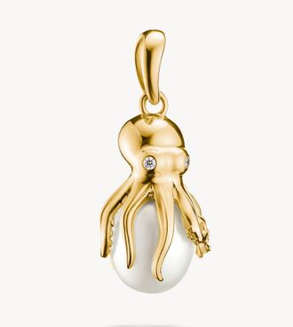 Thomas Sabo Anh&auml;nger Oktopus mit Perle in Gelbgold, wei&szlig;