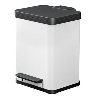 Hailo 0622-230 Poubelle à Pédale, Acier Inoxydable, Blanc, 44.5 x 33 x 34.5 cm