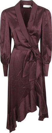 Zimmermann Femme, Robes, Brun, Taille: 40 FR Robe Midi Enveloppe en Soie