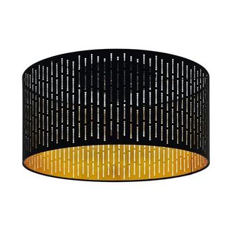 Eglo Deckenlampe Varillas, 1 flammige Deckenleuchte, Wohnzimmerlampe aus Stahl und Textil in Schwarz, Gold, K&uuml;chenlampe, Flurlampe Decke mit E27 Fassung