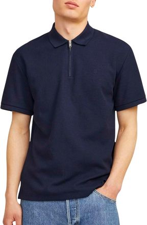 Jack & Jones Herren JPRCCJOHNNY Half Zip SS Polo SN Poloshirt, Dunkelblau,S
