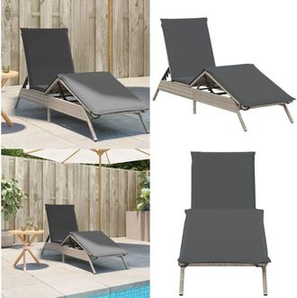 vidaXL vidaXL Sonnenliege mit Auflage Hellgrau Poly Rattan