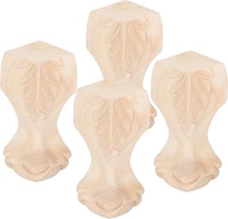 Valiclud 4 St&uuml;ck Teiliges Holzf&uuml;&szlig;e f&uuml;r M&ouml;bel Geschnitzte M&ouml;belf&uuml;&szlig;e aus Gummibaumholz Stabile M&ouml;belbeine f&uuml;r Sofa Kommode Stuhl Schrank Einfache Montage Langleb