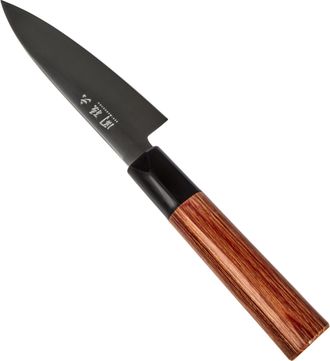 Kai Seki Magoroku Redwood Officemesser 10 cm Klingenlänge - Carbon 1K6 Edelstahl mit 57 (±1) HRC - hochglanzpolierter Klinge - Pakkaholz Red Wood - Handge