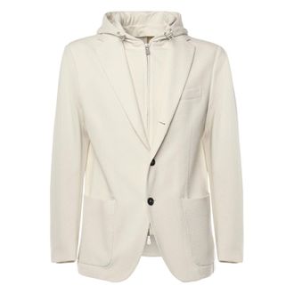 Eleventy Kapuzenjacke mit einreihiger Knopfleiste - - Jackets - Herren - Beige - 2XL