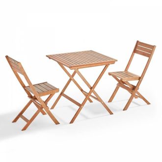 Oviala Table et 2 chaises pliante en bois deucalyptus