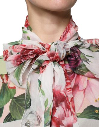 Dolce & Gabbana Floral Patchwork Ascot Collar Blouse - Multicolor
