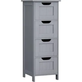 Vasagle Vasagle - Meuble de Salle de Bain de Rangement avec 4 Tiroirs, 30 x 30 x 82 cm, Armoire sur Pied, Style Moderne, Gris Mystique