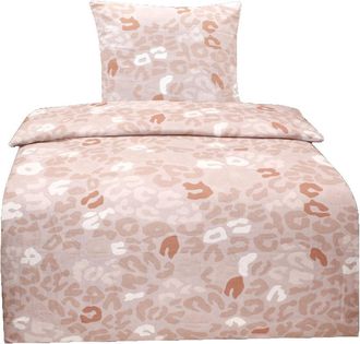 Generic Hochwertige Biber Bettw&auml;sche Baumwolle Leopard Beige 135x200 80x80 Set 2tlg