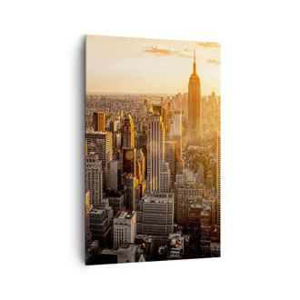 Arttor Wandbilder Dekoration Wohnzimmer New York Wolkenkratzer Manhattan Bilder auf Leinwand 80x120cm Leinwandbild mit Rahmen Schlafzimmer Deko Wand Kunstdru