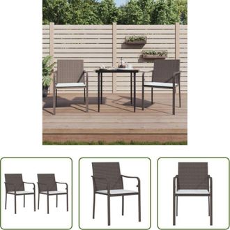 vidaXL Terrassenstuhl - Gartenst&uuml;hle mit Kissen 2 Stk. Braun 56x59x84 cm Poly Rattan