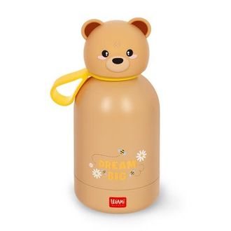 Legami Legami - Bouteille deau pour enfants Hot&Cold BFF, Teddy Bear, double couche en acier inoxydable 18/8 avec fermeture herm&eacute;tique, garde le chaud pendan