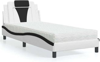 vidaXL vidaXL Lit Viana avec matelas blanc et noir 90x190 cm similicuir