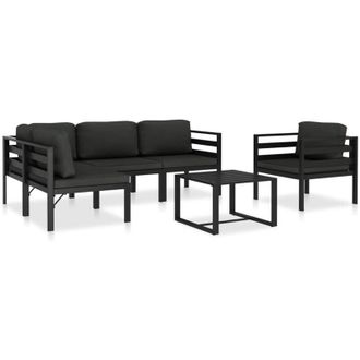 vidaXL 6-tlg. Garten-Lounge-Set mit Kissen Aluminium Anthrazit Vidaxl