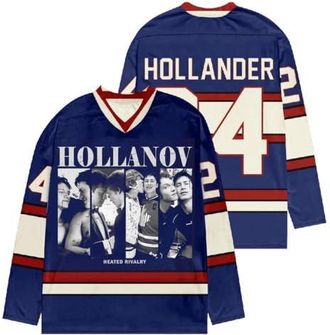 Generic Heated Rivalry Rozanov 81 Hollander 24 CP Prints Hockey Jersey - Pull unisexe col en V &agrave; manches longues, haut de sport style fan pour les amateurs de