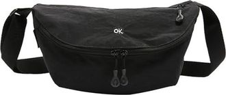 Generic Sac &agrave; bandouli&egrave;re d&eacute;contract&eacute; en nylon r&eacute;utilisable avec sac messager r&eacute;glable pour femme, Noir, 11.42x7.09x2.36Zoll
