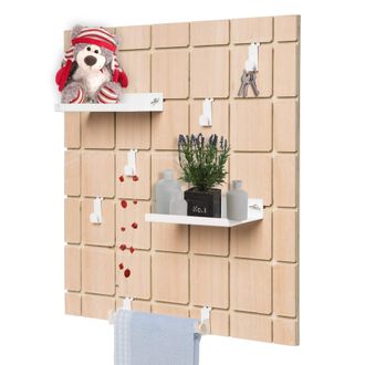 Duraline Dekorative Pinnwand, Memotafel, Garderobe mit Haken, Handtuchhalter, Ablagen, 60 x 60 cm