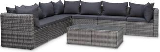 vidaXL 8-tlg. Garten-Lounge-Set mit Auflagen Poly Rattan Grau Vidaxl