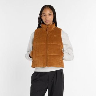 New Balance Femme Wide Wale Corduroy Vest en Marron, Poly Knit, Taille XL