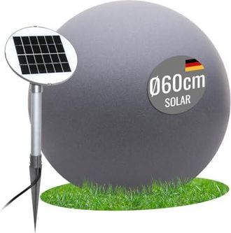 8 Seasons design Shining Globe Solar-Kugel-Leuchte Ø 60cm, grau, inkl. Solarmodul und LED-Leuchtmittel in warmweiß, Solarlampe für außen und innen