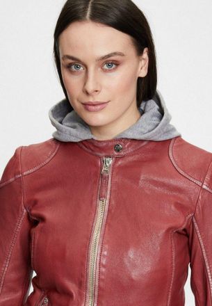 Mauritius Lederjacke Damen Finja LABAGV Biker Jacke mit abnehmbarer Kapuze mit abnehmbarer Kapuze