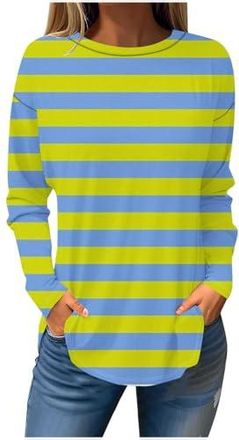 Generic Chemise unie à manches longues pour femme - Chemisier décontracté pour lautomne - Chemises à manches longues - Haut mignon - Col rond - Vêtements pour