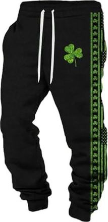 Generic Pantalon de survêtement ample pour homme, pantalon de jogging décontracté pour la Saint-Ps Day Festival Taille élastique avec cordon de serrage, Noir,