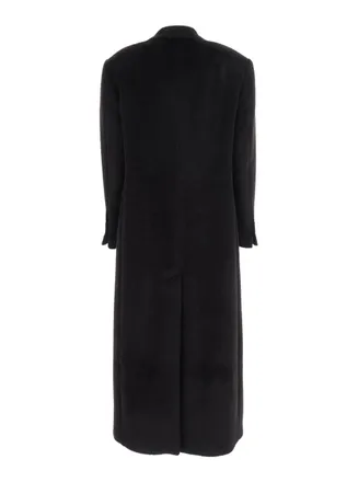 Tagliatore Womens Brown Double-Breasted Faux Fur Coat Alpaca Virgin Wool