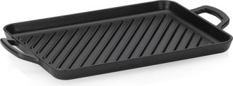 KELA Grillplatte Induktion 35 x 25 cm CALIDO, Grillplatte Gusseisen emailliert für den Herd, hitzebeständig bis 300°C, schwarz