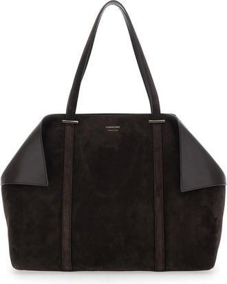 Ferragamo Femme, Sacs, Brun, Taille: ONE Size Folded Tote Bag