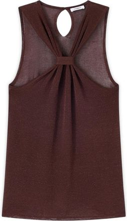 Motivi Feiner Lurex-Strickpullover mit Drapierung und Cut-out - - Tops - Damen - Braun - XS